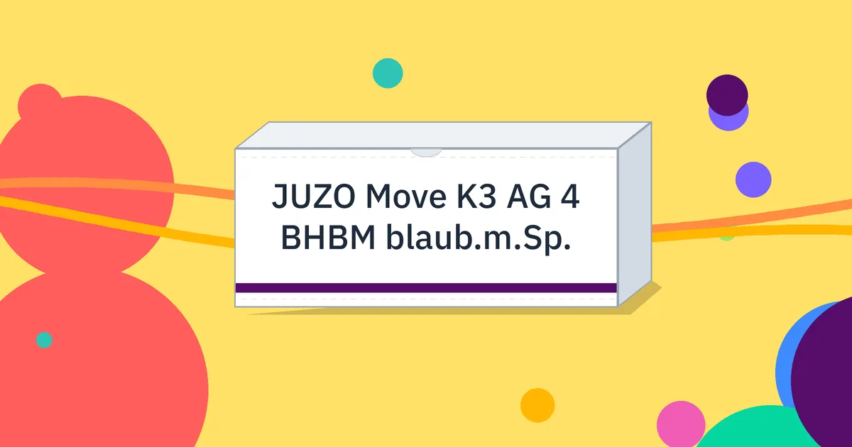 Symbolbild: Packung mit der Aufschrift JUZO Move K3 AG 4 BHBM blaub.m.Sp. (PZN 18587879) – Verfügbarkeit und Bezug in Apotheken in Frankfurt am Main