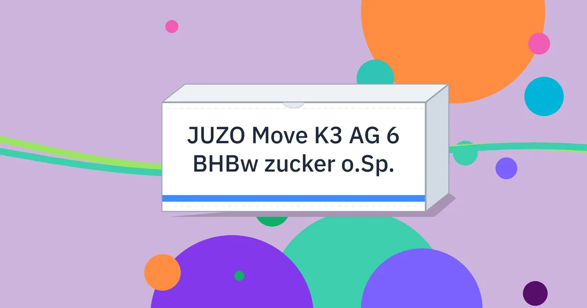 Symbolbild: Packung mit der Aufschrift JUZO Move K3 AG 6 BHBw zucker o.Sp. (PZN 18577763) – Verfügbarkeit und Bezug in Apotheken in Frankfurt am Main