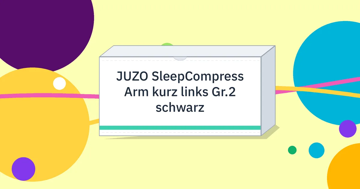 Symbolbild: Packung mit der Aufschrift JUZO SleepCompress Arm kurz links Gr.2 schwarz (PZN 18778160) – Verfügbarkeit und Bezug in Apotheken in Frankfurt am Main