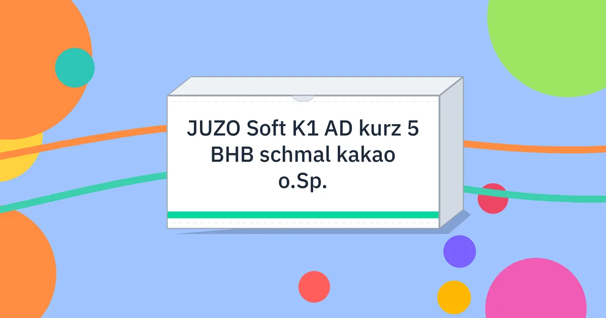 Symbolbild: Packung mit der Aufschrift JUZO Soft K1 AD kurz 5 BHB schmal kakao o.Sp. (PZN 15464047) – Verfügbarkeit und Bezug in Apotheken in Frankfurt am Main