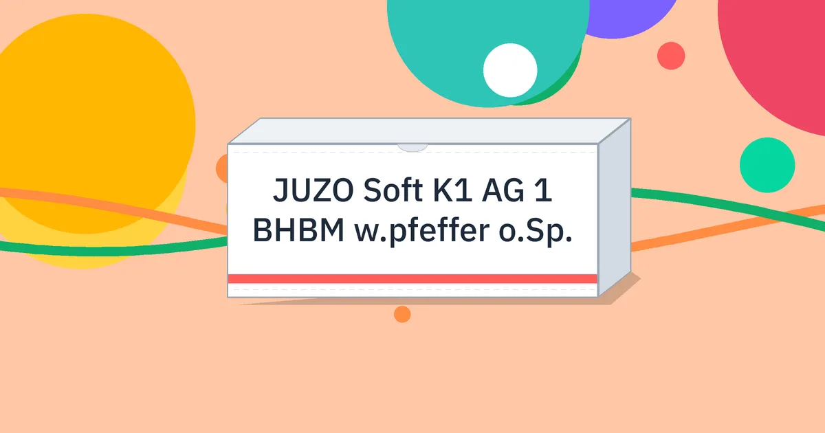 Symbolbild: Packung mit der Aufschrift JUZO Soft K1 AG 1 BHBM w.pfeffer o.Sp. (PZN 14864661) – Verfügbarkeit und Bezug in Apotheken in Frankfurt am Main