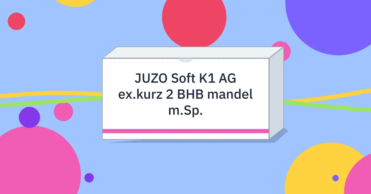 Symbolbild: Packung mit der Aufschrift JUZO Soft K1 AG ex.kurz 2 BHB mandel m.Sp. (PZN 14823685) – Verfügbarkeit und Bezug in Apotheken in Frankfurt am Main