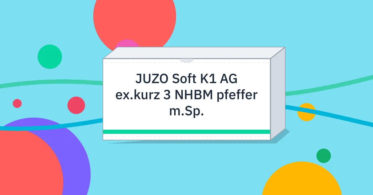 Symbolbild: Packung mit der Aufschrift JUZO Soft K1 AG ex.kurz 3 NHBM pfeffer m.Sp. (PZN 15017414) – Verfügbarkeit und Bezug in Apotheken in Frankfurt am Main