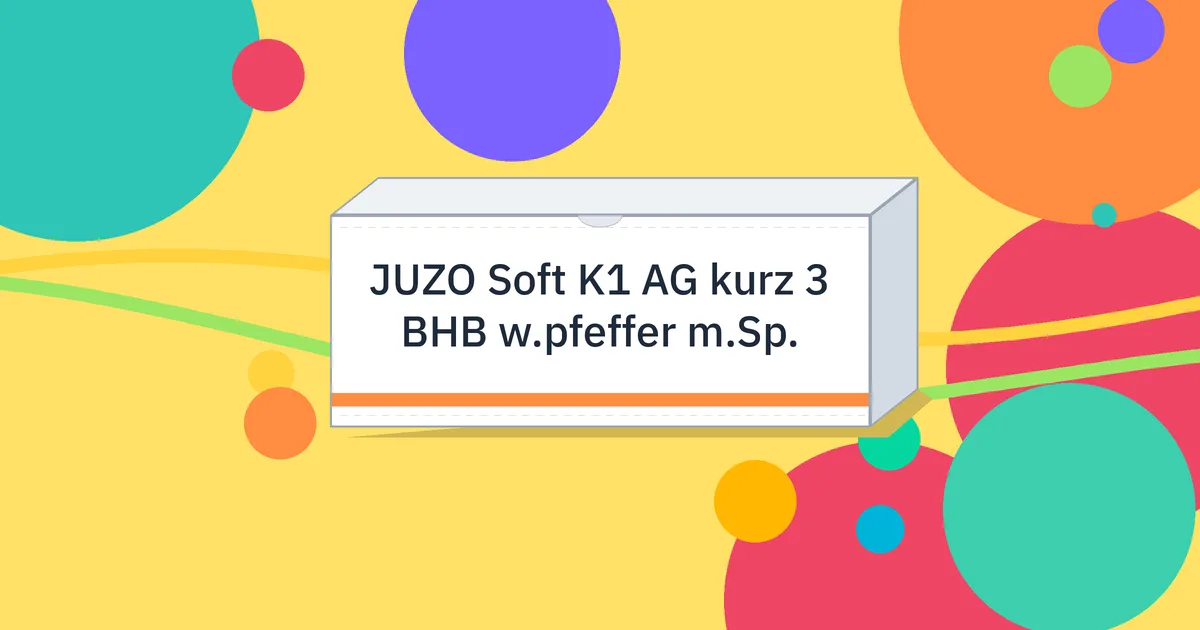 Symbolbild: Packung mit der Aufschrift JUZO Soft K1 AG kurz 3 BHB w.pfeffer m.Sp. (PZN 14837919) – Verfügbarkeit und Bezug in Apotheken in Frankfurt am Main