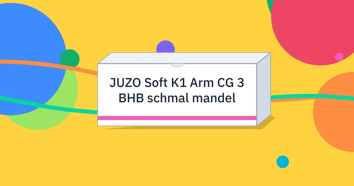 Symbolbild: Packung mit der Aufschrift JUZO Soft K1 Arm CG 3 BHB schmal mandel (PZN 15507880) – Verfügbarkeit und Bezug in Apotheken in Frankfurt am Main