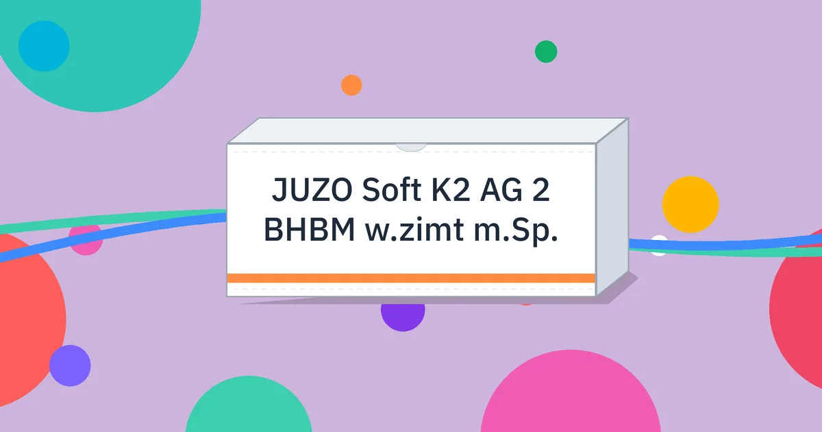 Symbolbild: Packung mit der Aufschrift JUZO Soft K2 AG 2 BHBM w.zimt m.Sp. (PZN 14866737) – Verfügbarkeit und Bezug in Apotheken in Frankfurt am Main