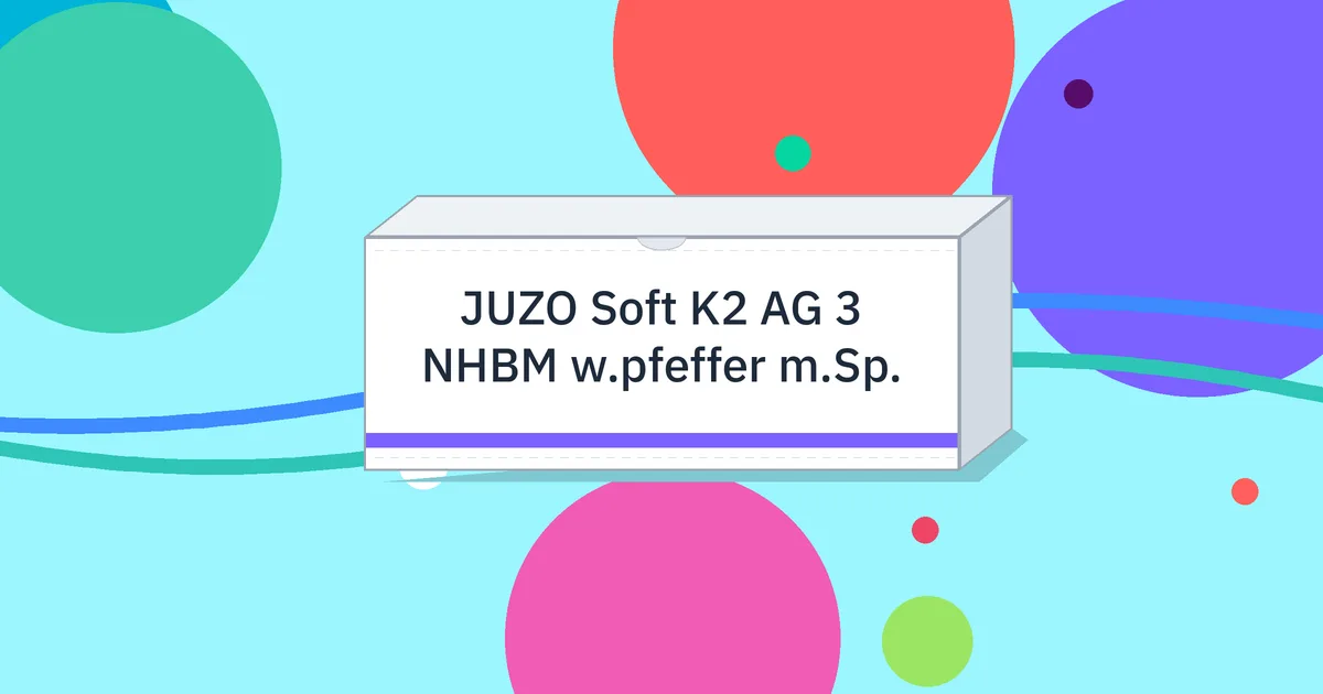 Symbolbild: Packung mit der Aufschrift JUZO Soft K2 AG 3 NHBM w.pfeffer m.Sp. (PZN 15018833) – Verfügbarkeit und Bezug in Apotheken in Frankfurt am Main