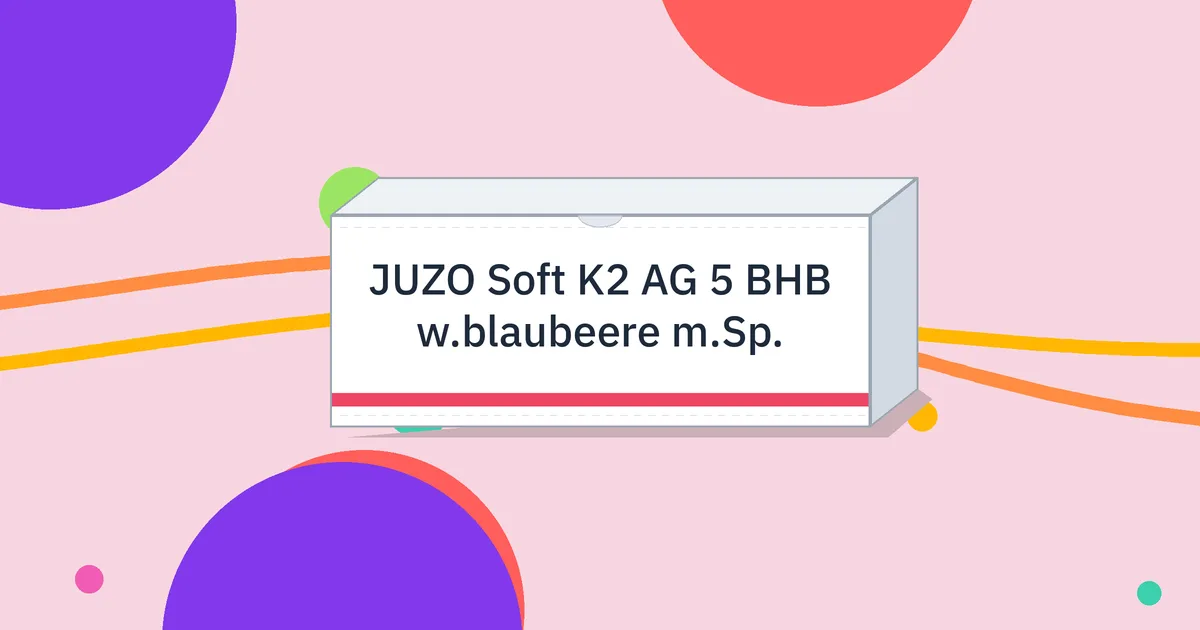 Symbolbild: Packung mit der Aufschrift JUZO Soft K2 AG 5 BHB w.blaubeere m.Sp. (PZN 14840896) – Verfügbarkeit und Bezug in Apotheken in Frankfurt am Main