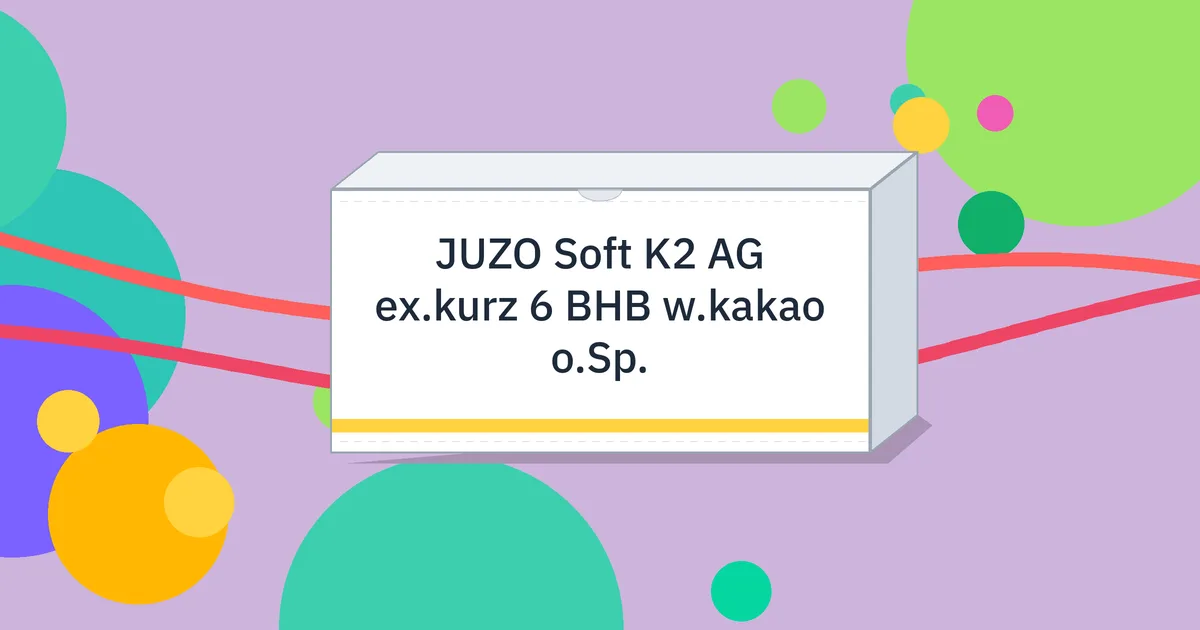 Symbolbild: Packung mit der Aufschrift JUZO Soft K2 AG ex.kurz 6 BHB w.kakao o.Sp. (PZN 14844397) – Verfügbarkeit und Bezug in Apotheken in Frankfurt am Main