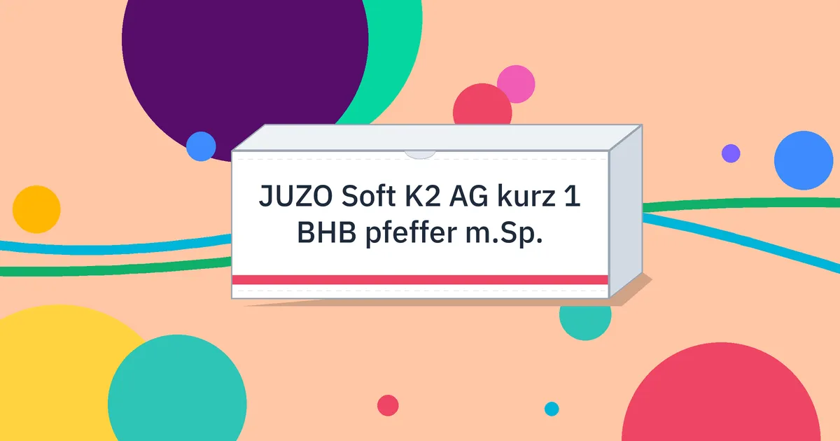 Symbolbild: Packung mit der Aufschrift JUZO Soft K2 AG kurz 1 BHB pfeffer m.Sp. (PZN 14825945) – Verfügbarkeit und Bezug in Apotheken in Frankfurt am Main