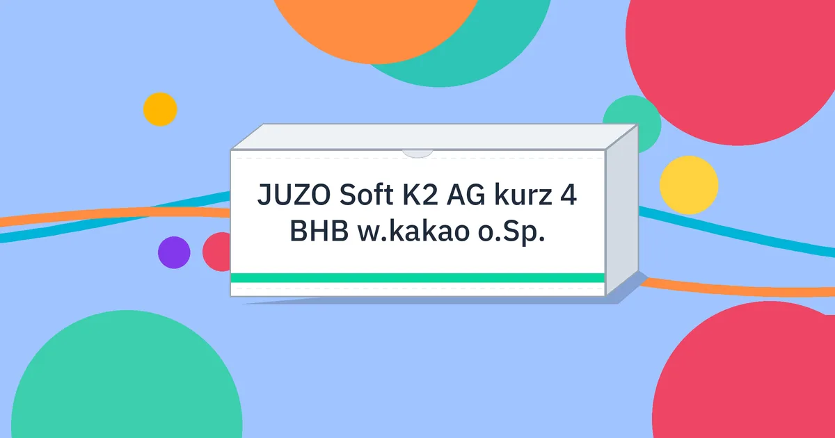 Symbolbild: Packung mit der Aufschrift JUZO Soft K2 AG kurz 4 BHB w.kakao o.Sp. (PZN 14843050) – Verfügbarkeit und Bezug in Apotheken in Frankfurt am Main