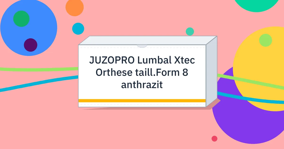 Symbolbild: Packung mit der Aufschrift JUZOPRO Lumbal Xtec Orthese taill.Form 8 anthrazit (PZN 16498338) – Verfügbarkeit und Bezug in Apotheken in Frankfurt am Main