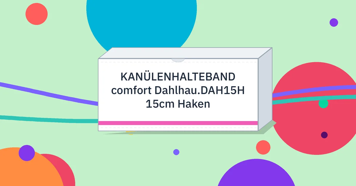Symbolbild: Packung mit der Aufschrift KANÜLENHALTEBAND comfort Dahlhau.DAH15H 15cm Haken (PZN 08883648) – Verfügbarkeit und Bezug in Apotheken in Frankfurt am Main