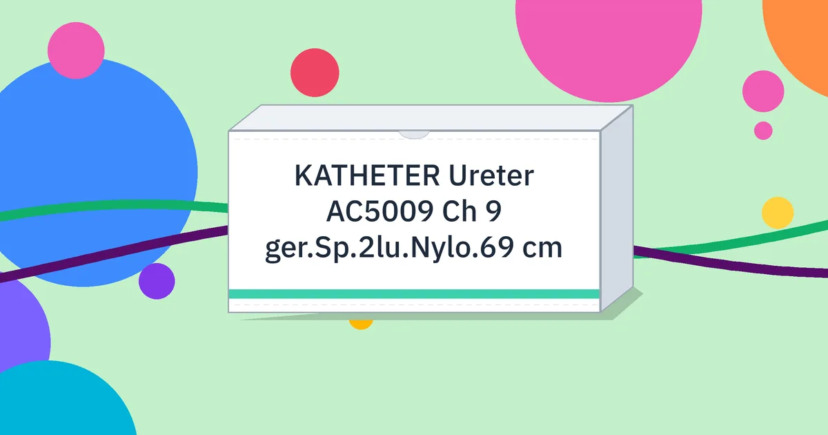 Symbolbild: Packung mit der Aufschrift KATHETER Ureter AC5009 Ch 9 ger.Sp.2lu.Nylo.69 cm (PZN 00153844) – Verfügbarkeit und Bezug in Apotheken in Frankfurt am Main