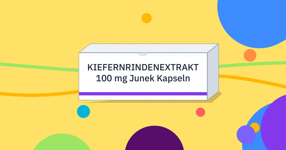 Symbolbild: Packung mit der Aufschrift KIEFERNRINDENEXTRAKT 100 mg Junek Kapseln (PZN 03532588) – Verfügbarkeit und Bezug in Apotheken in Frankfurt am Main