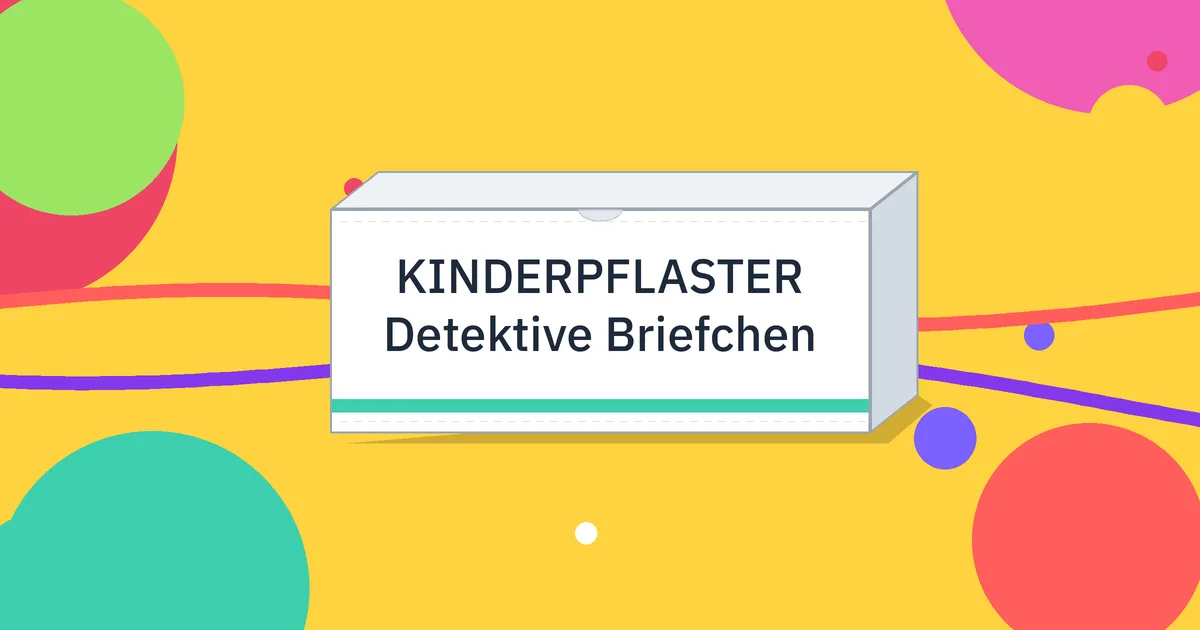 Symbolbild: Packung mit der Aufschrift KINDERPFLASTER Detektive Briefchen (PZN 19405627) – Verfügbarkeit und Bezug in Apotheken in Frankfurt am Main