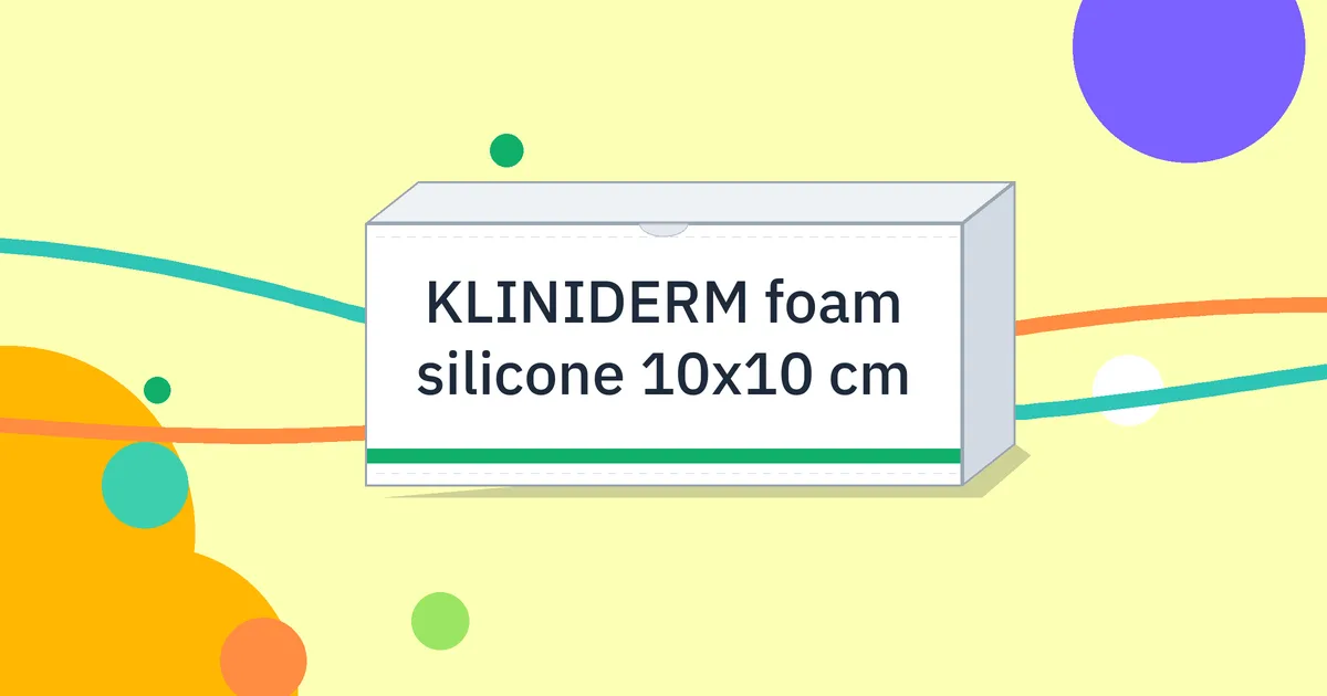 Symbolbild: Packung mit der Aufschrift KLINIDERM foam silicone 10x10 cm (PZN 10928915) – Verfügbarkeit und Bezug in Apotheken in Frankfurt am Main