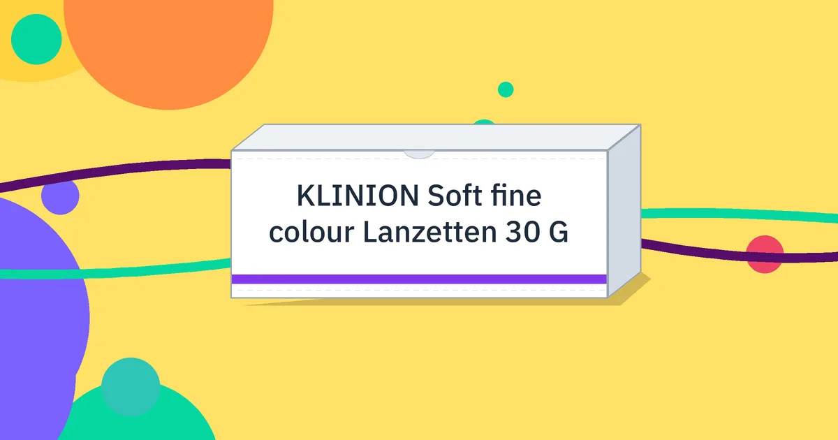 Symbolbild: Packung mit der Aufschrift KLINION Soft fine colour Lanzetten 30 G (PZN 05103495) – Verfügbarkeit und Bezug in Apotheken in Frankfurt am Main