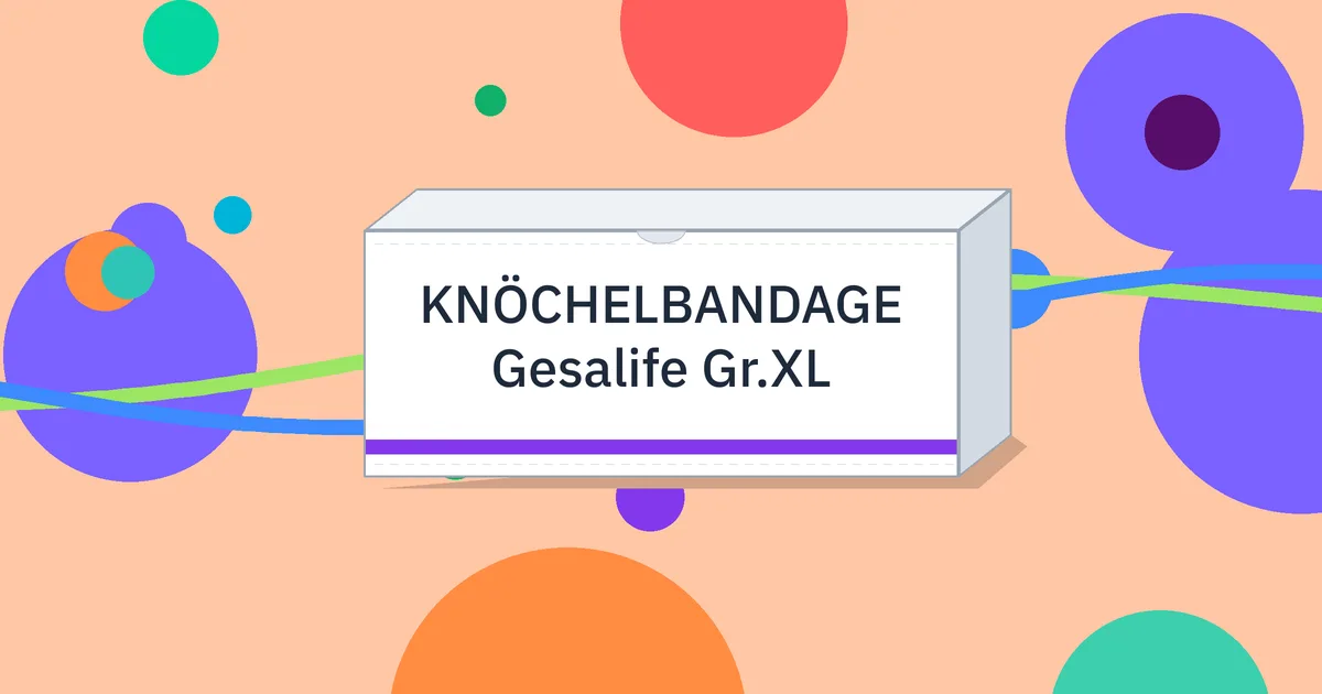 Symbolbild: Packung mit der Aufschrift KNÖCHELBANDAGE Gesalife Gr.XL (PZN 03862050) – Verfügbarkeit und Bezug in Apotheken in Frankfurt am Main