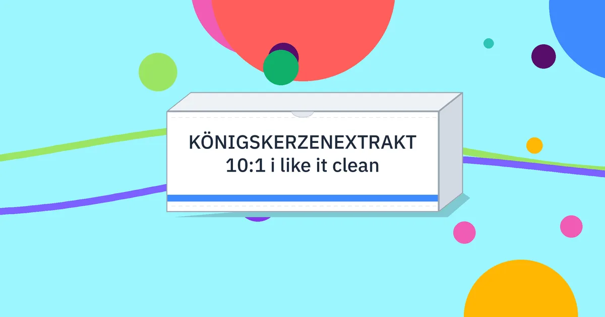 Symbolbild: Packung mit der Aufschrift KÖNIGSKERZENEXTRAKT 10:1 i like it clean (PZN 19394496) – Verfügbarkeit und Bezug in Apotheken in Frankfurt am Main
