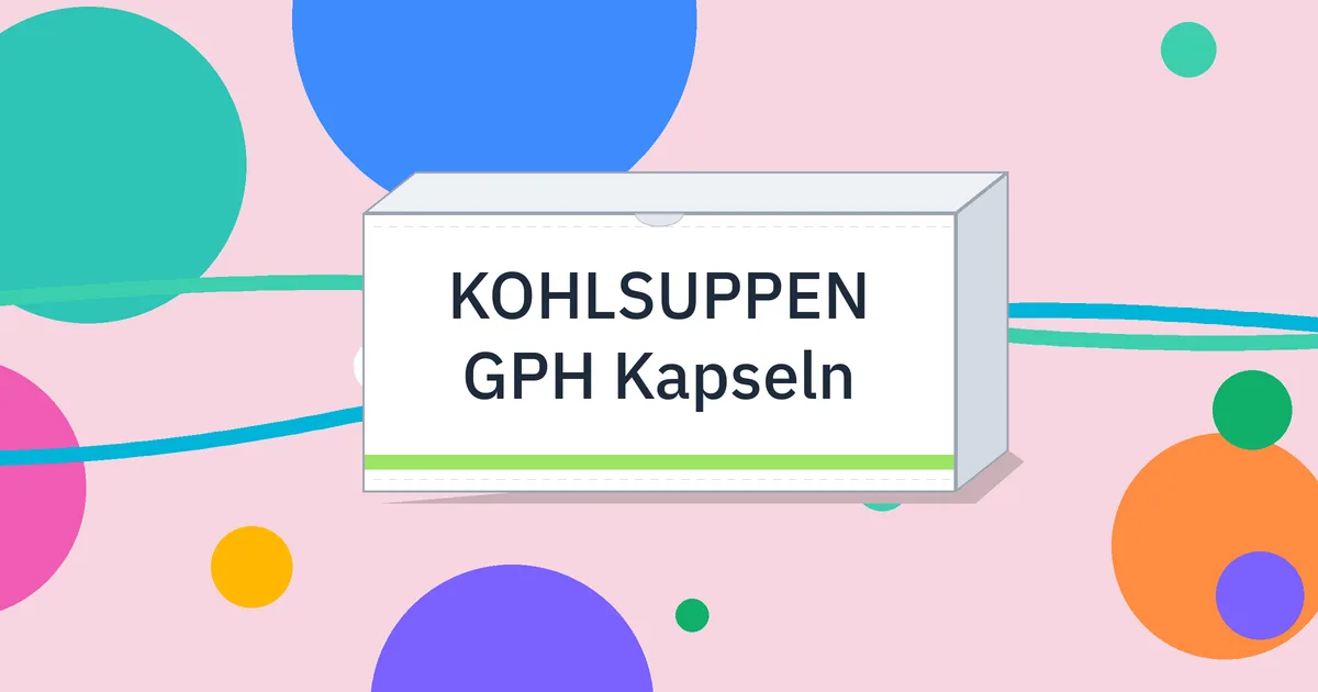Symbolbild: Packung mit der Aufschrift KOHLSUPPEN GPH Kapseln (PZN 04699304) – Verfügbarkeit und Bezug in Apotheken in Frankfurt am Main