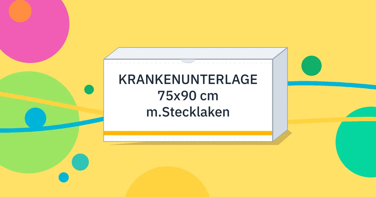 Symbolbild: Packung mit der Aufschrift KRANKENUNTERLAGE 75x90 cm m.Stecklaken (PZN 09283086) – Verfügbarkeit und Bezug in Apotheken in Frankfurt am Main