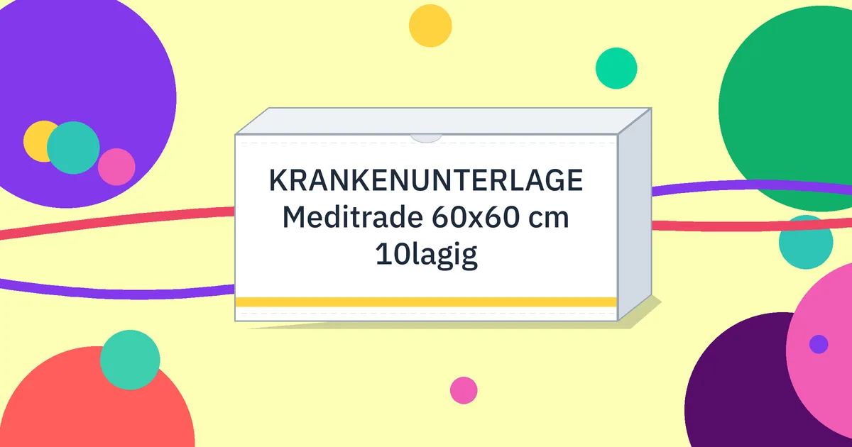 Symbolbild: Packung mit der Aufschrift KRANKENUNTERLAGE Meditrade 60x60 cm 10lagig (PZN 00560236) – Verfügbarkeit und Bezug in Apotheken in Frankfurt am Main