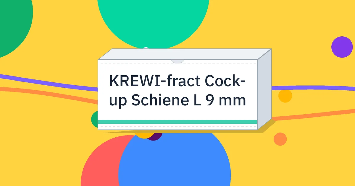 Symbolbild: Packung mit der Aufschrift KREWI-fract Cock-up Schiene L 9 mm (PZN 17300143) – Verfügbarkeit und Bezug in Apotheken in Frankfurt am Main