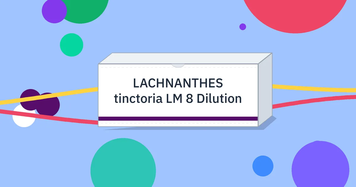Symbolbild: Packung mit der Aufschrift LACHNANTHES tinctoria LM 8 Dilution (PZN 13520310) – Verfügbarkeit und Bezug in Apotheken in Frankfurt am Main