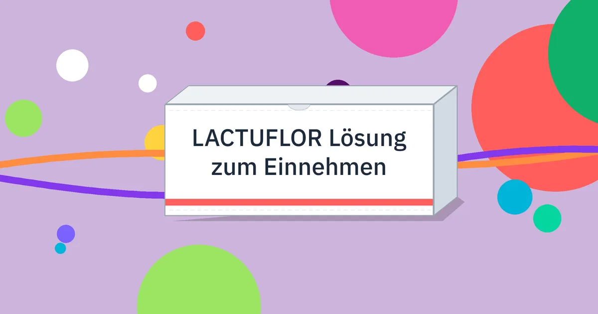 Symbolbild: Packung mit der Aufschrift LACTUFLOR Lösung zum Einnehmen (PZN 02769590) – Verfügbarkeit und Bezug in Apotheken in Frankfurt am Main