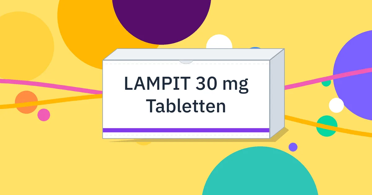 Symbolbild: Packung mit der Aufschrift LAMPIT 30 mg Tabletten (PZN 18824279) – Verfügbarkeit und Bezug in Apotheken in Frankfurt am Main