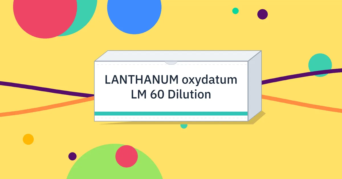 Symbolbild: Packung mit der Aufschrift LANTHANUM oxydatum LM 60 Dilution (PZN 13522473) – Verfügbarkeit und Bezug in Apotheken in Frankfurt am Main