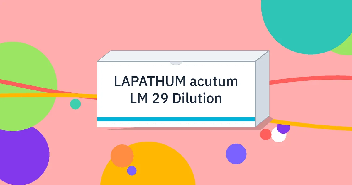 Symbolbild: Packung mit der Aufschrift LAPATHUM acutum LM 29 Dilution (PZN 13522898) – Verfügbarkeit und Bezug in Apotheken in Frankfurt am Main