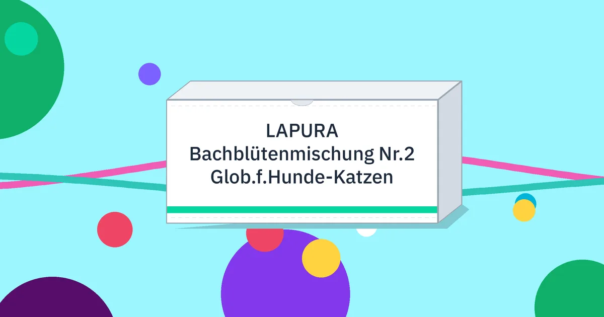 Symbolbild: Packung mit der Aufschrift LAPURA Bachblütenmischung Nr.2 Glob.f.Hunde-Katzen (PZN 15210855) – Verfügbarkeit und Bezug in Apotheken in Frankfurt am Main