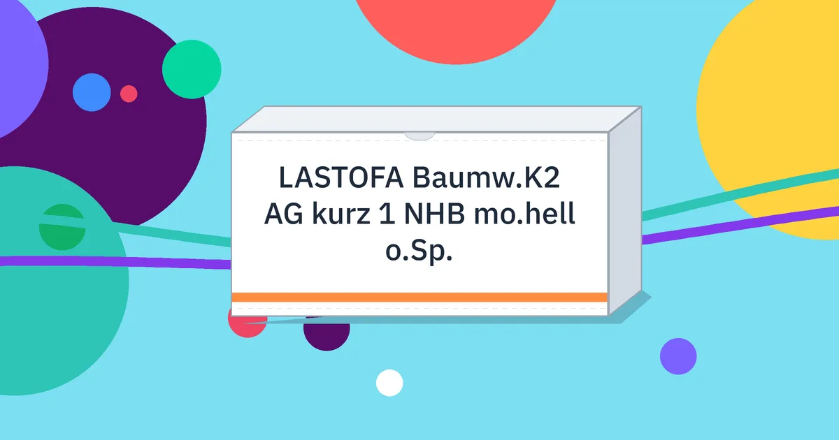 Symbolbild: Packung mit der Aufschrift LASTOFA Baumw.K2 AG kurz 1 NHB mo.hell o.Sp. (PZN 01948244) – Verfügbarkeit und Bezug in Apotheken in Frankfurt am Main