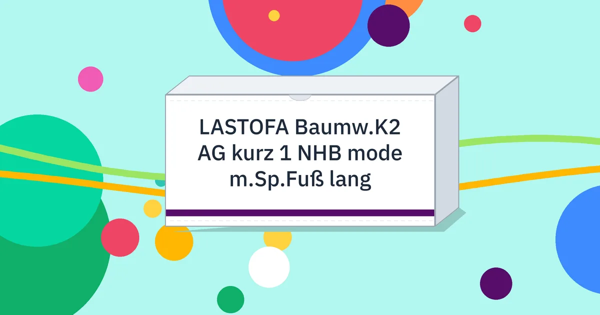 Symbolbild: Packung mit der Aufschrift LASTOFA Baumw.K2 AG kurz 1 NHB mode m.Sp.Fuß lang (PZN 01947718) – Verfügbarkeit und Bezug in Apotheken in Frankfurt am Main