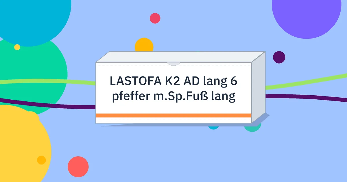 Symbolbild: Packung mit der Aufschrift LASTOFA K2 AD lang 6 pfeffer m.Sp.Fuß lang (PZN 13801517) – Verfügbarkeit und Bezug in Apotheken in Frankfurt am Main