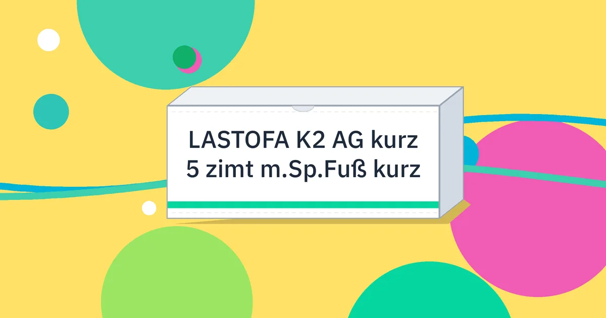 Symbolbild: Packung mit der Aufschrift LASTOFA K2 AG kurz 5 zimt m.Sp.Fuß kurz (PZN 13806294) – Verfügbarkeit und Bezug in Apotheken in Frankfurt am Main