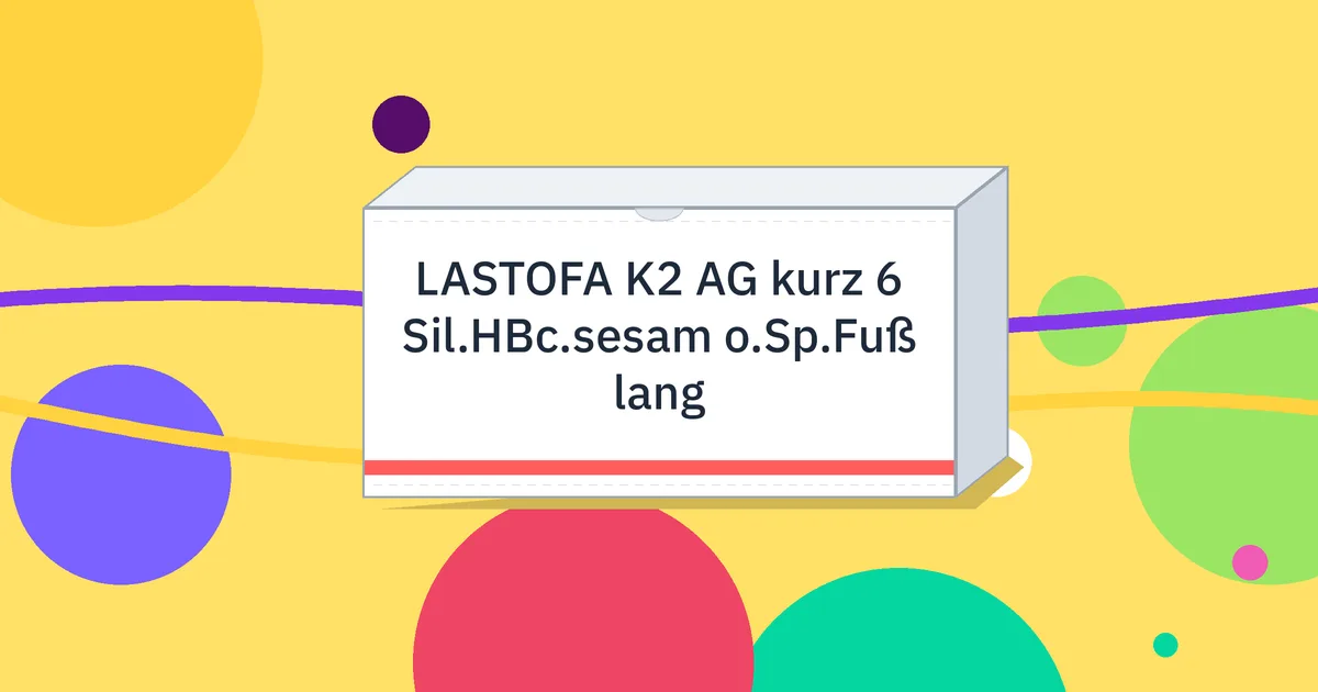 Symbolbild: Packung mit der Aufschrift LASTOFA K2 AG kurz 6 Sil.HBc.sesam o.Sp.Fuß lang (PZN 14150542) – Verfügbarkeit und Bezug in Apotheken in Frankfurt am Main