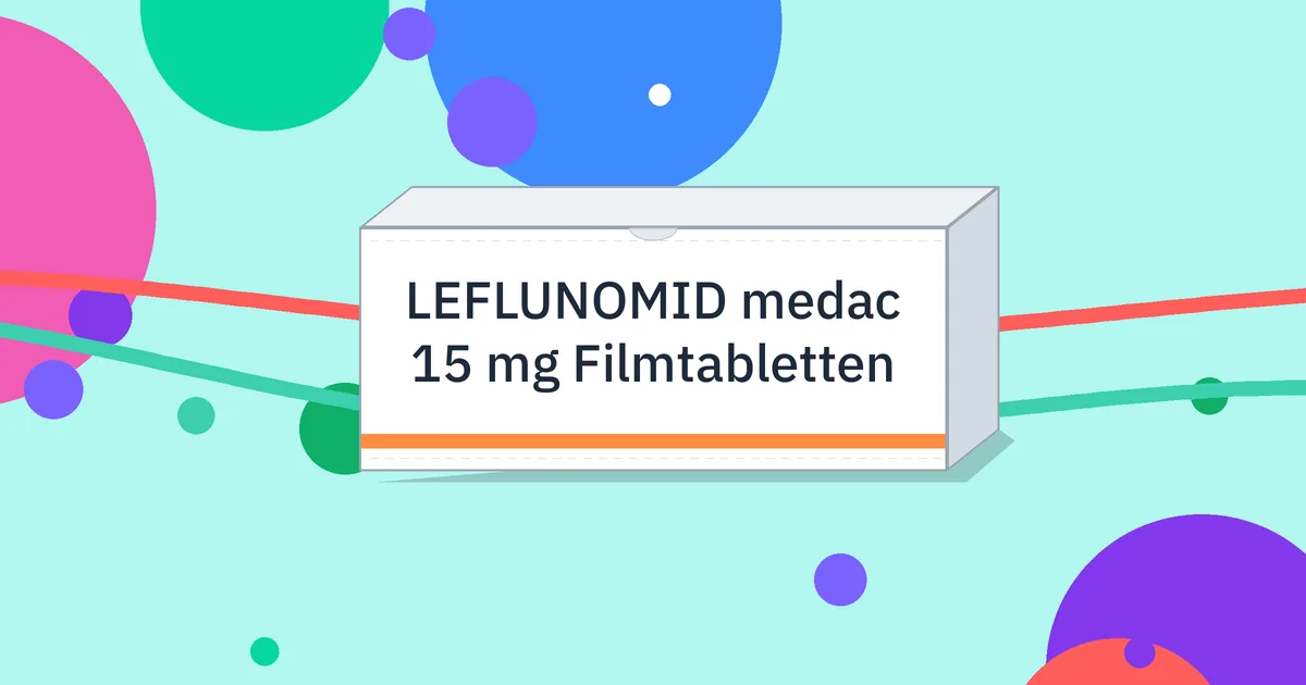 Symbolbild: Packung mit der Aufschrift LEFLUNOMID medac 15 mg Filmtabletten (PZN 17264683) – Verfügbarkeit und Bezug in Apotheken in Frankfurt am Main