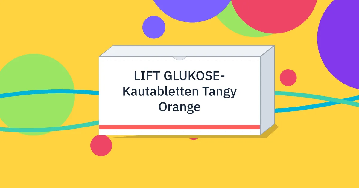 Symbolbild: Packung mit der Aufschrift LIFT GLUKOSE-Kautabletten Tangy Orange (PZN 19987291) – Verfügbarkeit und Bezug in Apotheken in Frankfurt am Main