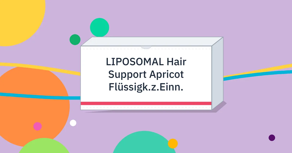 Symbolbild: Packung mit der Aufschrift LIPOSOMAL Hair Support Apricot Flüssigk.z.Einn. (PZN 19407247) – Verfügbarkeit und Bezug in Apotheken in Frankfurt am Main