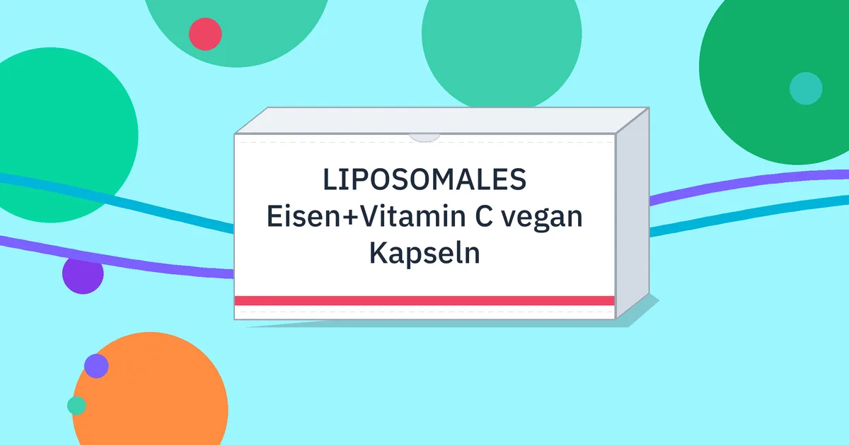 Symbolbild: Packung mit der Aufschrift LIPOSOMALES Eisen+Vitamin C vegan Kapseln (PZN 19479761) – Verfügbarkeit und Bezug in Apotheken in Frankfurt am Main