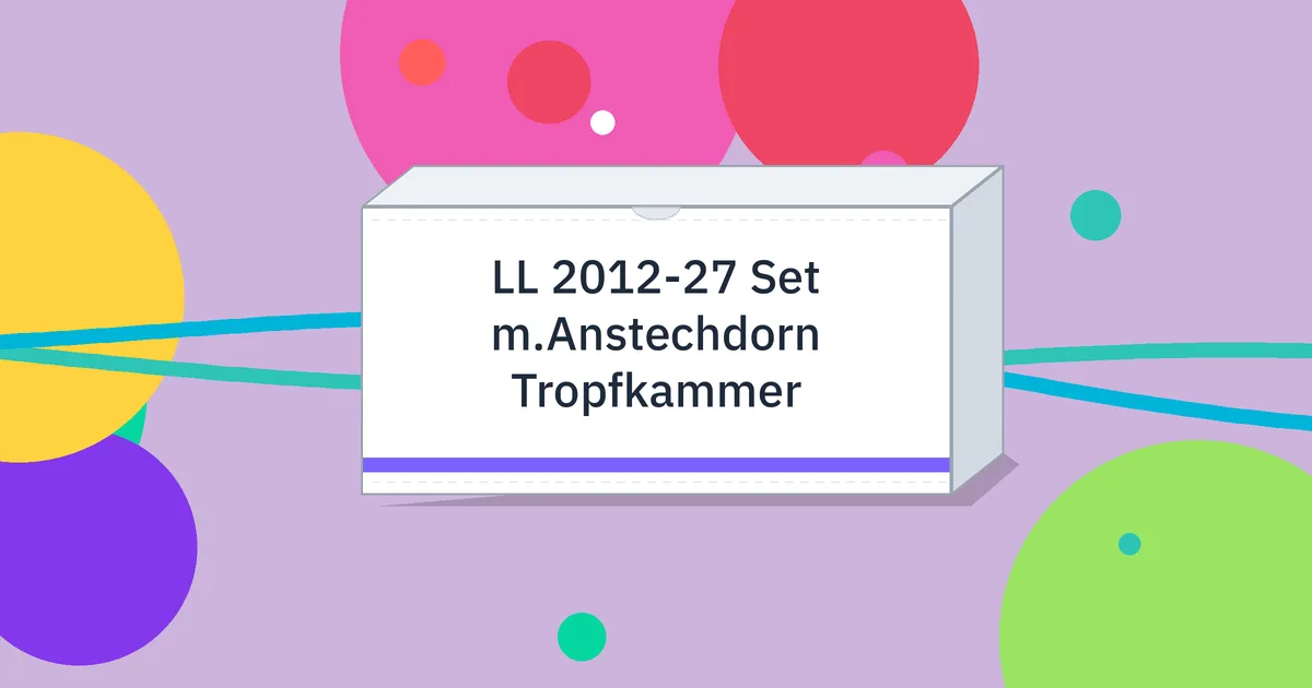 Symbolbild: Packung mit der Aufschrift LL 2012-27 Set m.Anstechdorn Tropfkammer (PZN 14404600) – Verfügbarkeit und Bezug in Apotheken in Frankfurt am Main