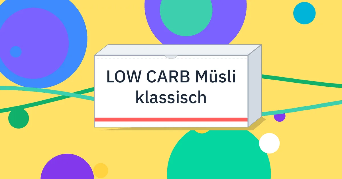 Symbolbild: Packung mit der Aufschrift LOW CARB Müsli klassisch (PZN 10917194) – Verfügbarkeit und Bezug in Apotheken in Frankfurt am Main