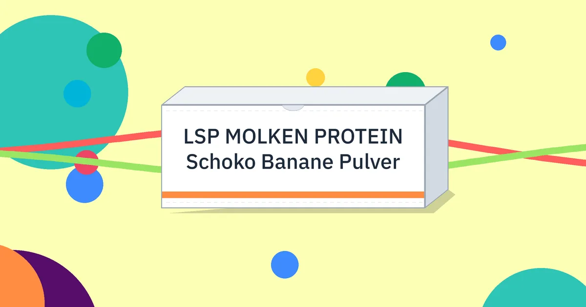 Symbolbild: Packung mit der Aufschrift LSP MOLKEN PROTEIN Schoko Banane Pulver (PZN 09917088) – Verfügbarkeit und Bezug in Apotheken in Frankfurt am Main
