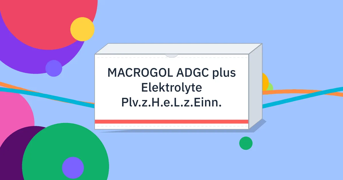 Symbolbild: Packung mit der Aufschrift MACROGOL ADGC plus Elektrolyte Plv.z.H.e.L.z.Einn. (PZN 18084457) – Verfügbarkeit und Bezug in Apotheken in Frankfurt am Main