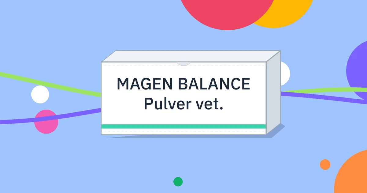 Symbolbild: Packung mit der Aufschrift MAGEN BALANCE Pulver vet. (PZN 11463128) – Verfügbarkeit und Bezug in Apotheken in Frankfurt am Main