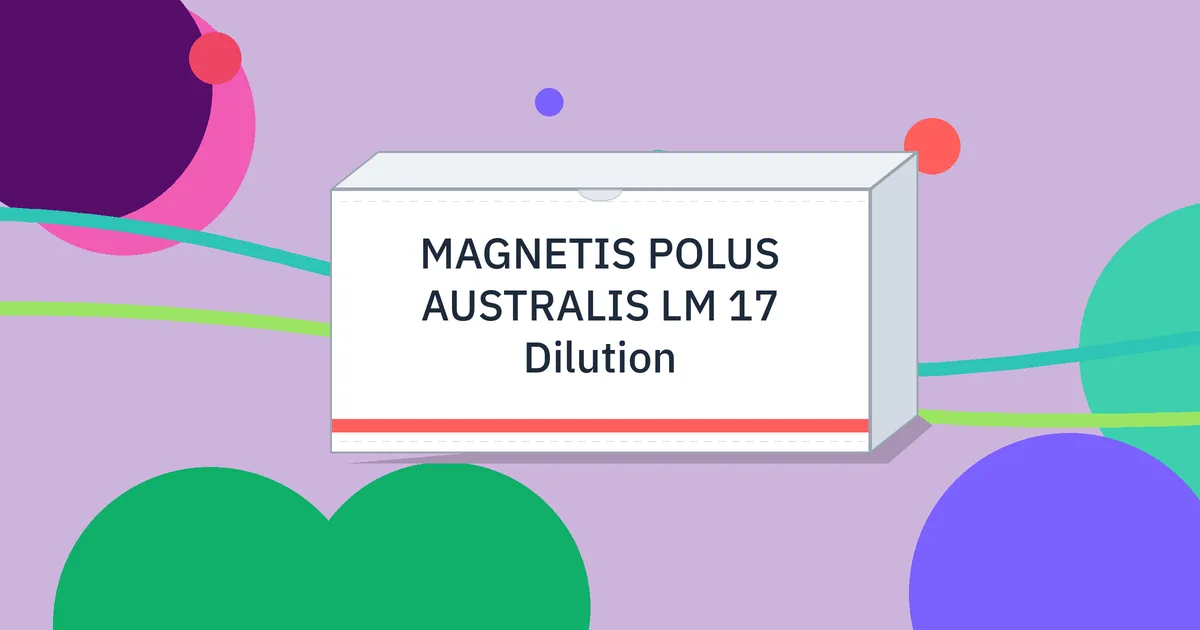Symbolbild: Packung mit der Aufschrift MAGNETIS POLUS AUSTRALIS LM 17 Dilution (PZN 12941498) – Verfügbarkeit und Bezug in Apotheken in Frankfurt am Main