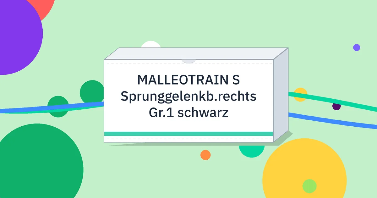 Symbolbild: Packung mit der Aufschrift MALLEOTRAIN S Sprunggelenkb.rechts Gr.1 schwarz (PZN 10220518) – Verfügbarkeit und Bezug in Apotheken in Frankfurt am Main